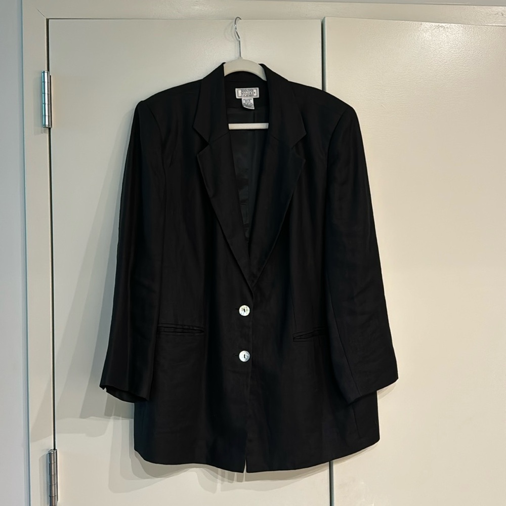 Vintage 100% Linen Blazer With Shell Button Details S… - Gem